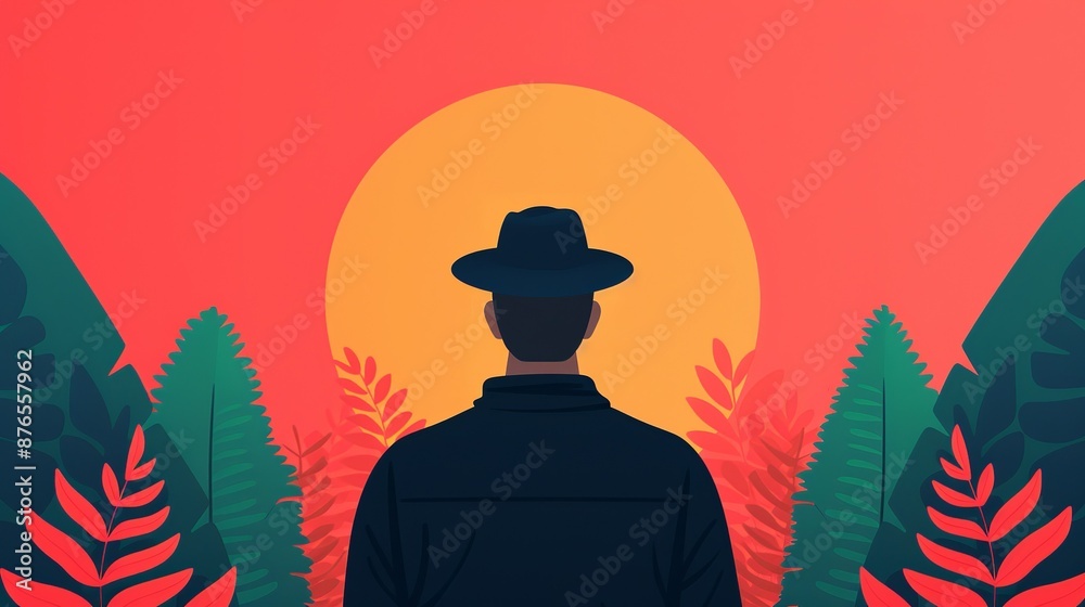 Wildlife protection represented by a ranger guarding endangered species ...