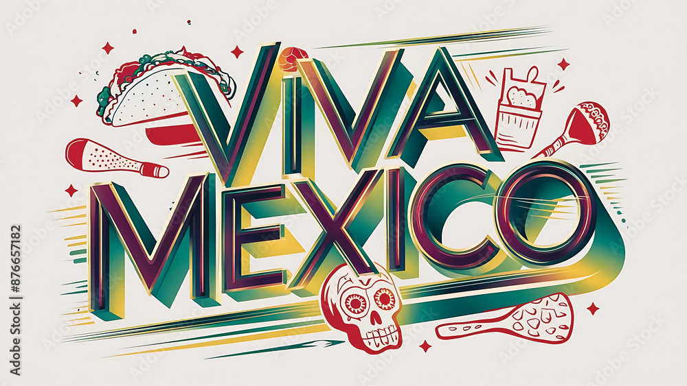 Viva mexico lettering calligraphy Mexican nationa holiday celebration ...