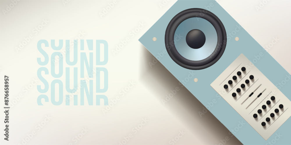 Boombox sound speaker 3d vector icon. Old fashioned box with vintage ...