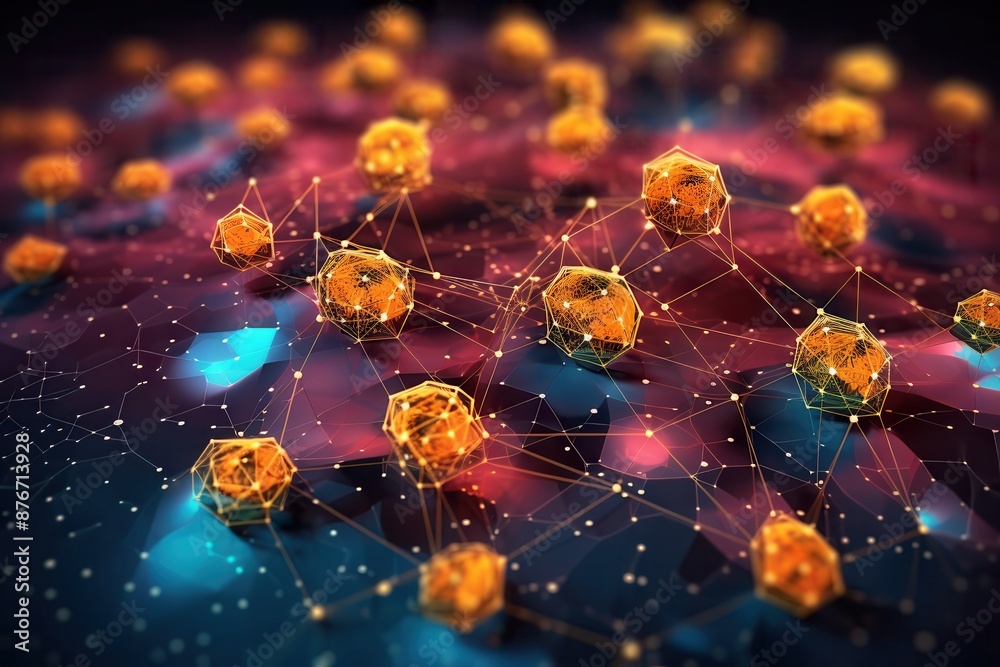 Cryptocurrency network map with flowing transactions, suitable for ...