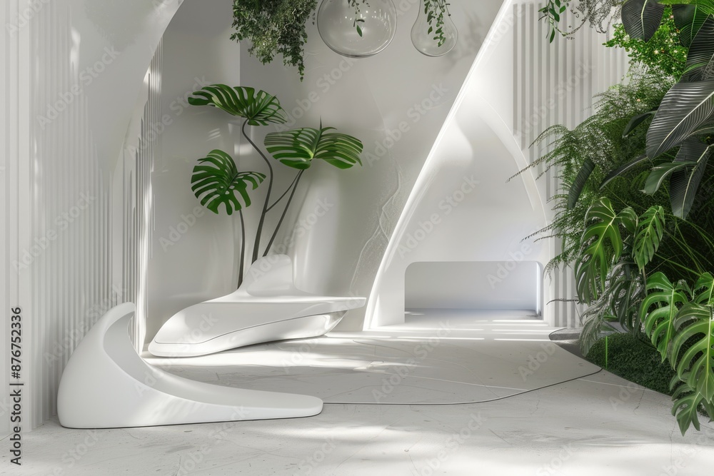 eco frutiger aero , interior design of modern home entryway.Futuristic ...