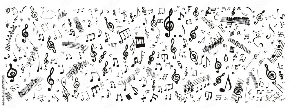 Big set of music notes, musical symbols illustration on white ...
