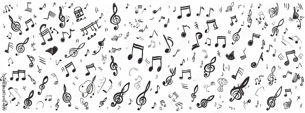 Big set of music notes, musical symbols illustration on white ...