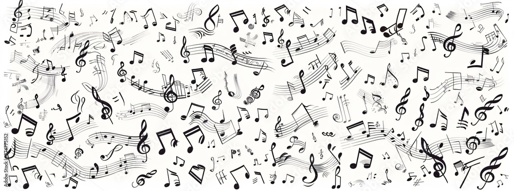 Big set of music notes, musical symbols illustration on white ...