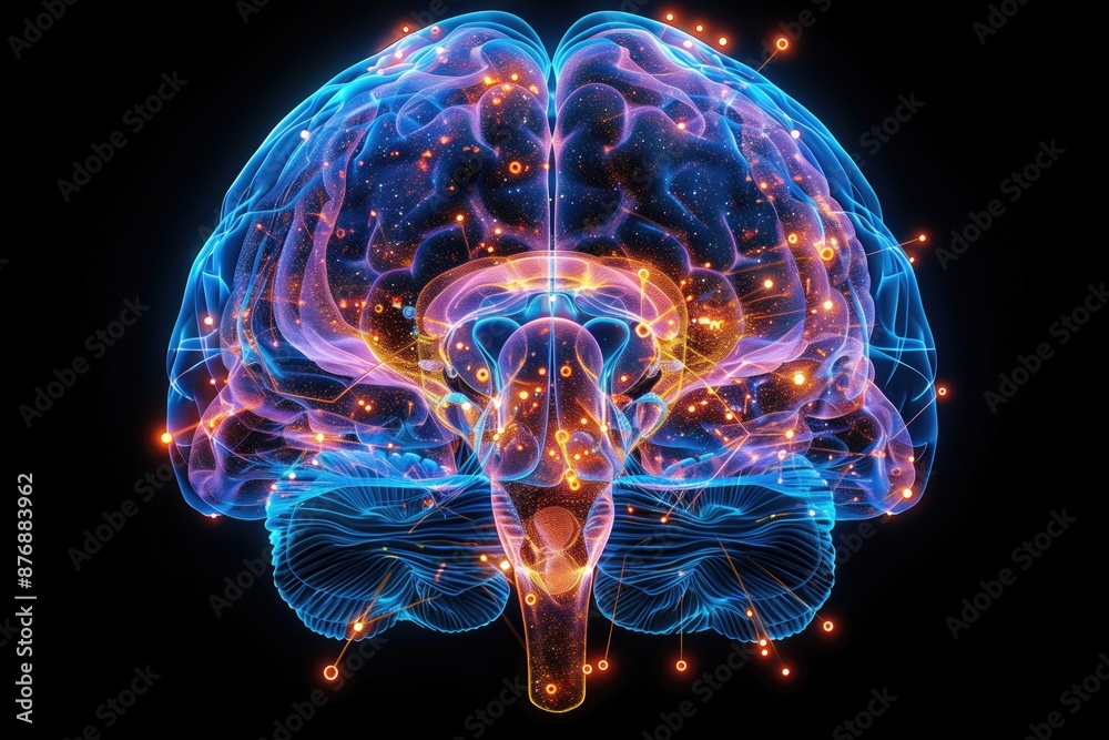 Brain Scan: A detailed image of an MRI brain scan, showing different ...