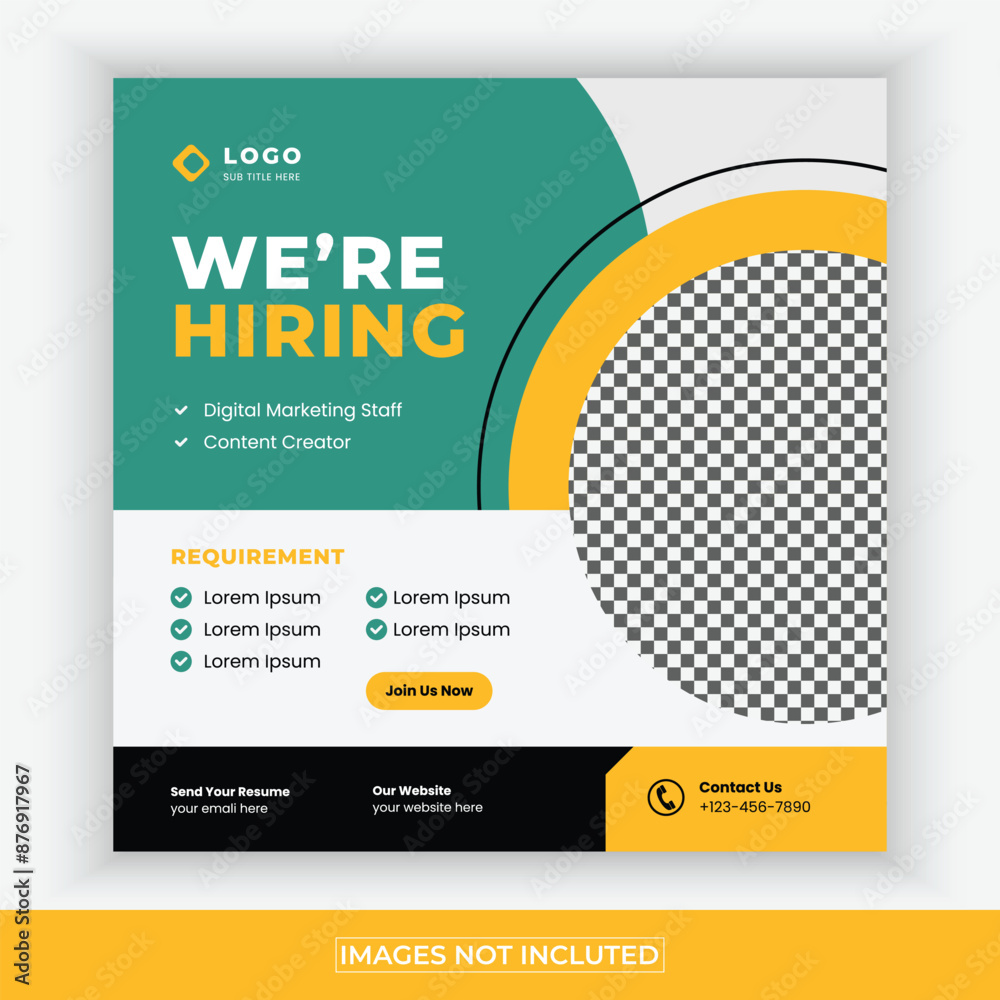 We are hiring. Job offer leaflet template. Job vacancy square flyer ...