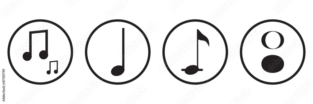 Music notes icon set , Music note symbol, song, melody or tune flat ...