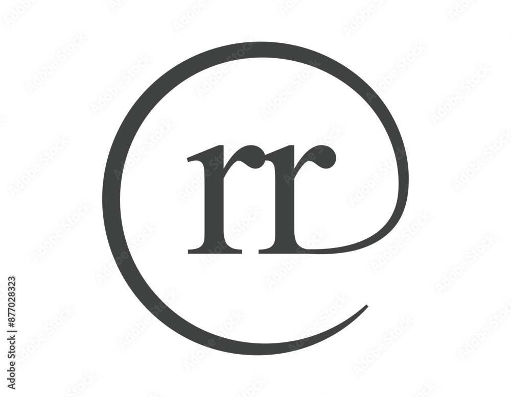 RR logo from two letter with circle shape email sign style. R and R ...