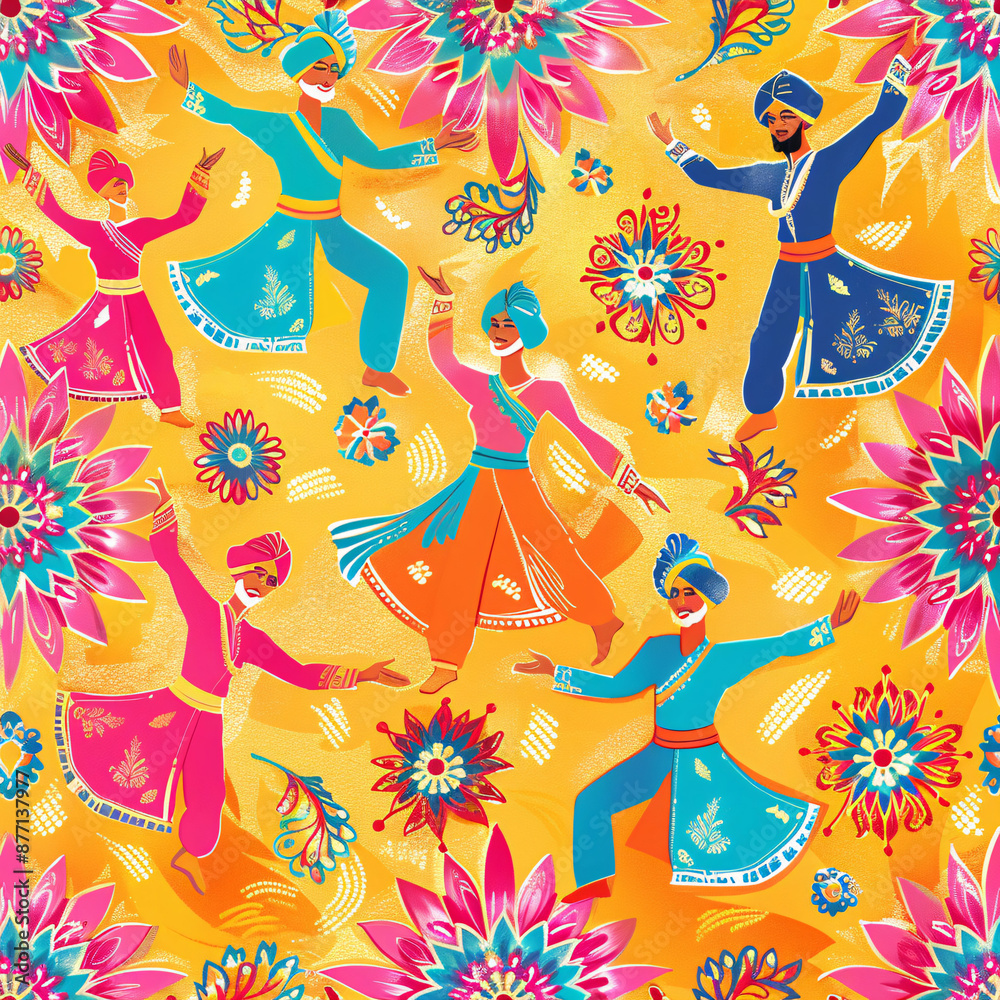 Baisakhi banner texture with Punjabi dance motif for Indian Punjab ...