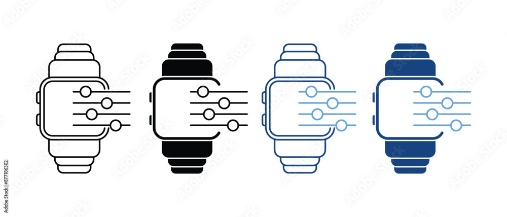 Control Panel of Electronic Device Black and Color Pictogram. Options ...