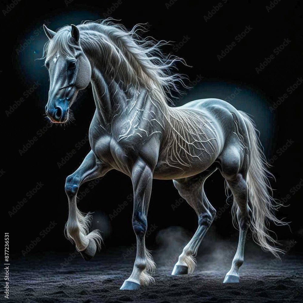 Magical Ghost Horse. Generated image. A digital illustration of a ...
