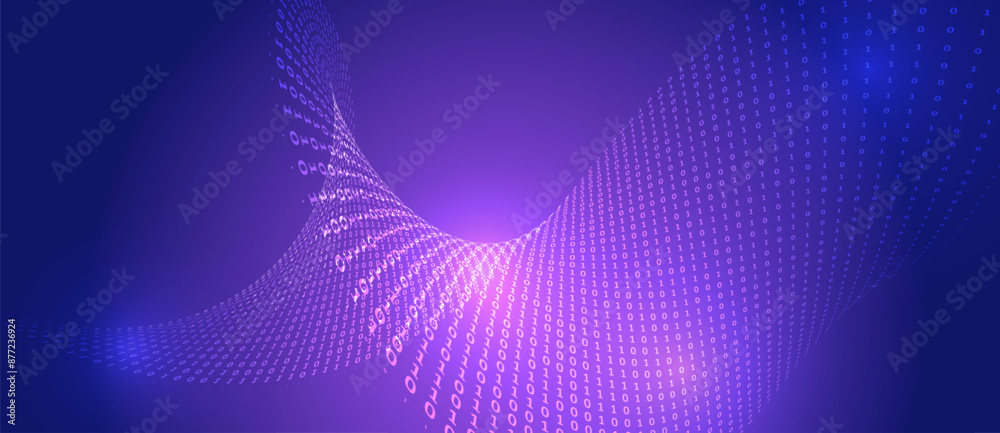 Analytics, sorting, structuring, transferring information. Blue background with data flow ...