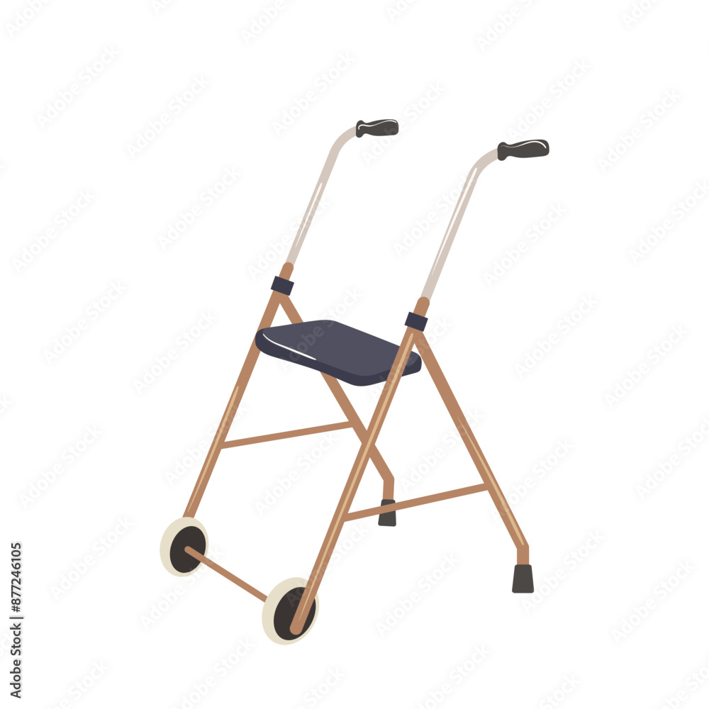 Cartoon medical walkers for old patient with disabilities and pensioner ...