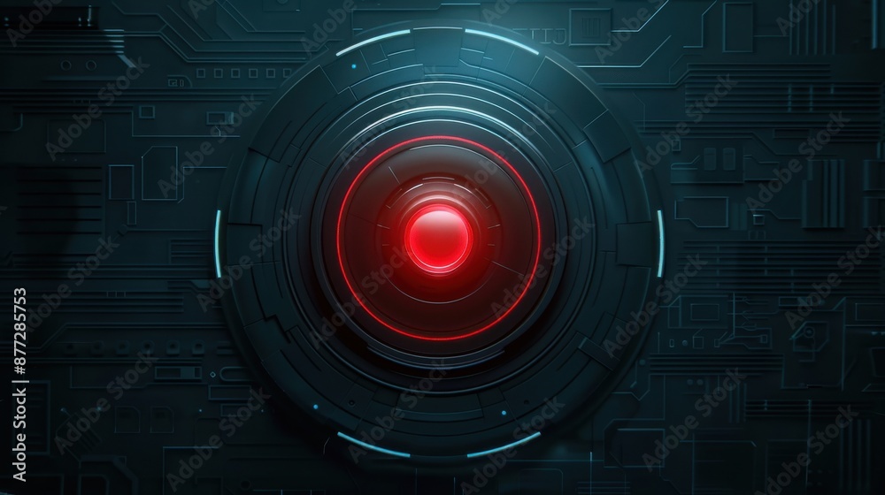 Red alert on a futuristic control panel, Scifi, Red and blue, Digital ...