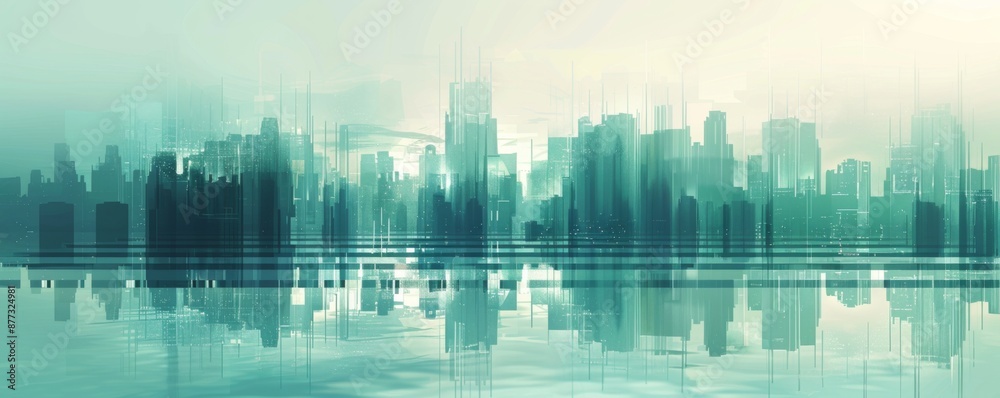 Abstract Vector Illustration, Futuristic green Urban city Landscape ...
