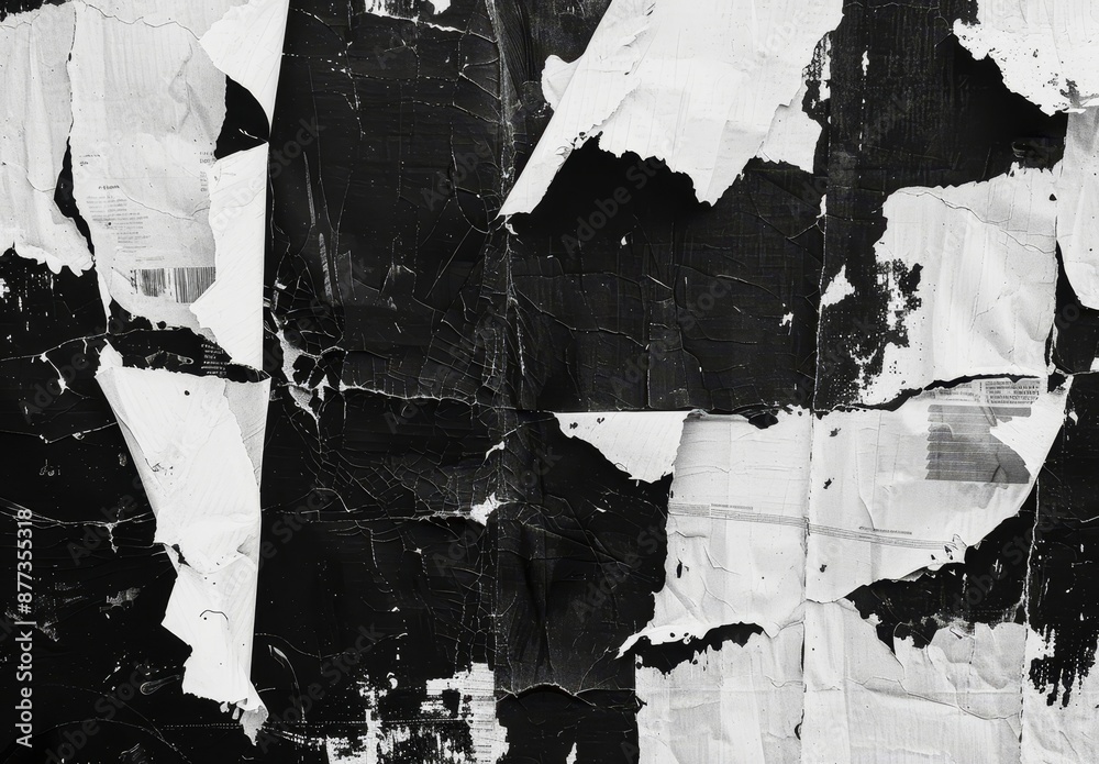 A scrawled ripped paper background with grunge textures and a creased ...