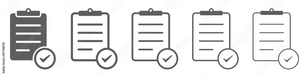 Set of compliance icons. Checklist check mark symbol, verification ...