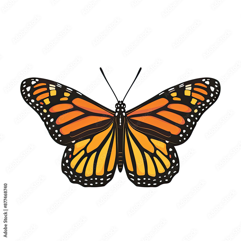 Monarch butterfly clipart cartoon isolated on white background Stock ...