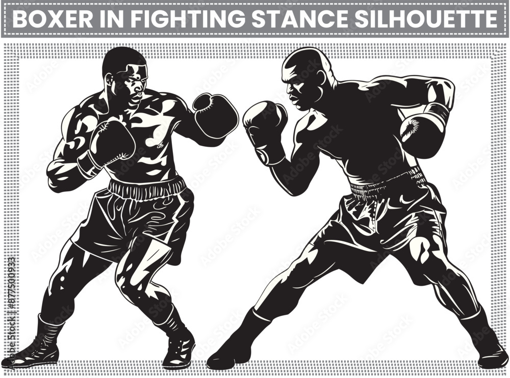 Boxer in Fighting Stance Silhouette, This group of sports figures ...