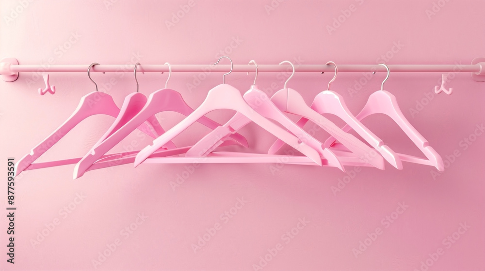 Generative AI. Pink on hangers, pink background, pink rack, pink color ...