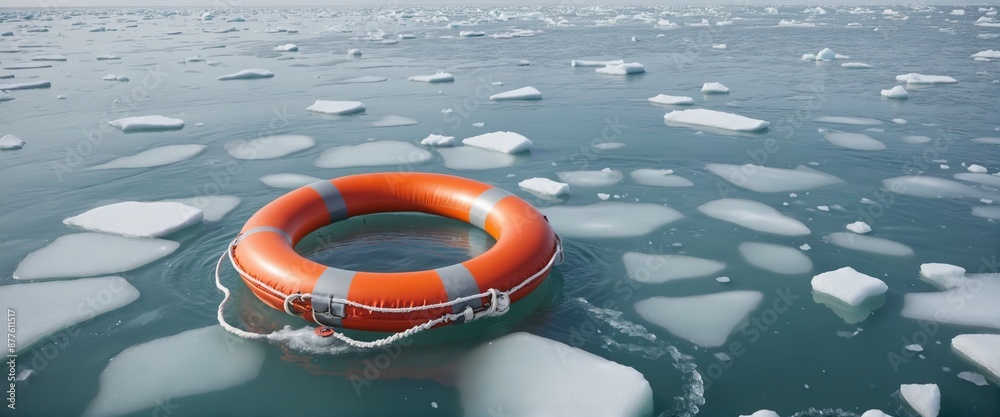 Emergency response and aid with broken life ring in freezing Arctic ...