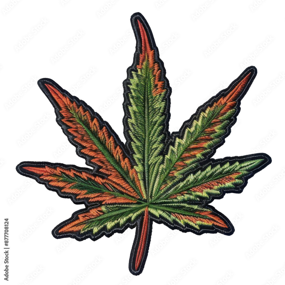 Weed leaf embroidered isolated on transparent background png Stock ...