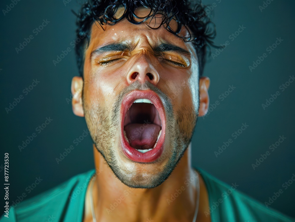 Man Screaming with Intensity, Powerful Vocal Performance, Emotional ...