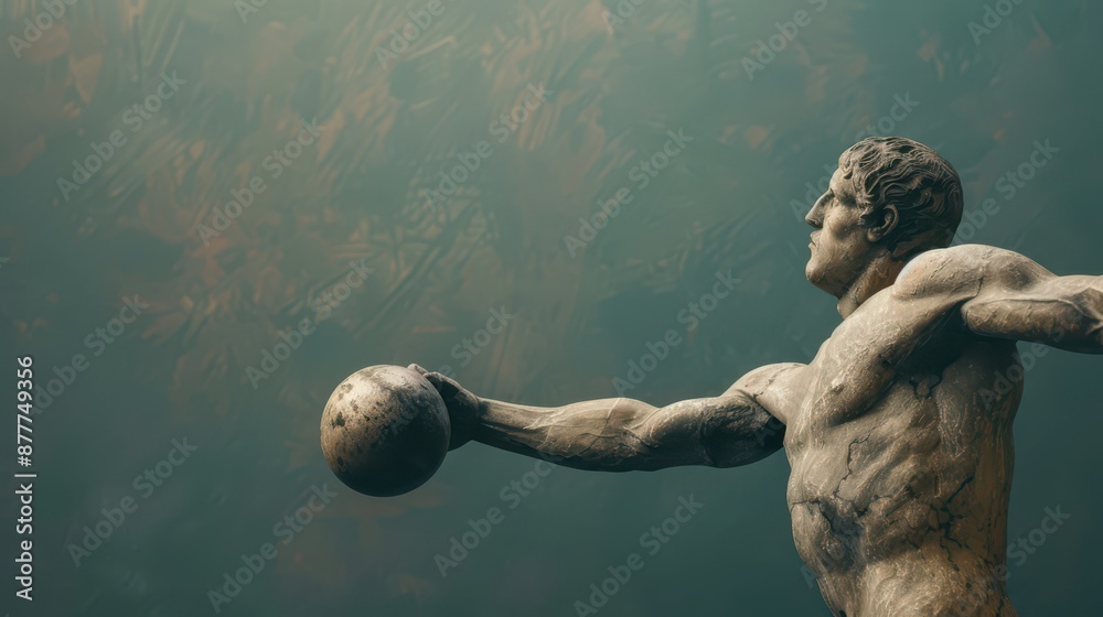 Ancient Greek Sculpture of Athlete Throwing a Stone Ball in a Museum ...