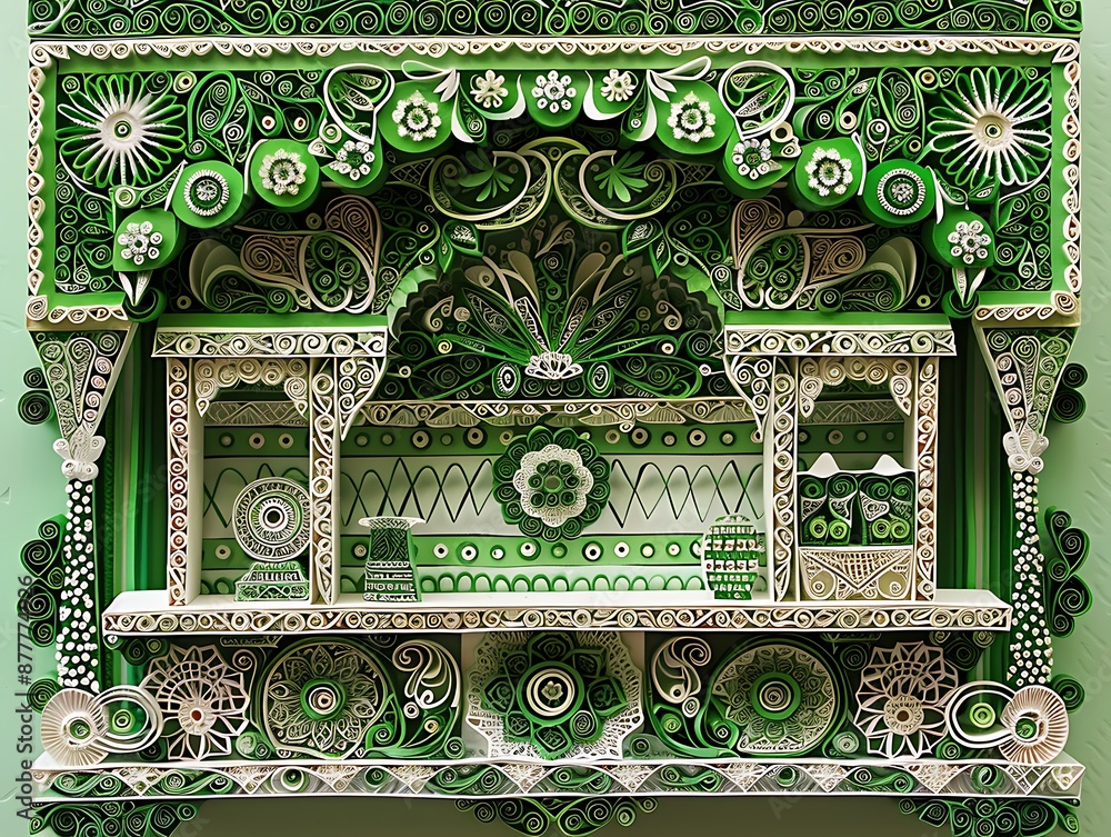 Paper quilled artwork of a traditional Pakistani chaiwala stall with ...