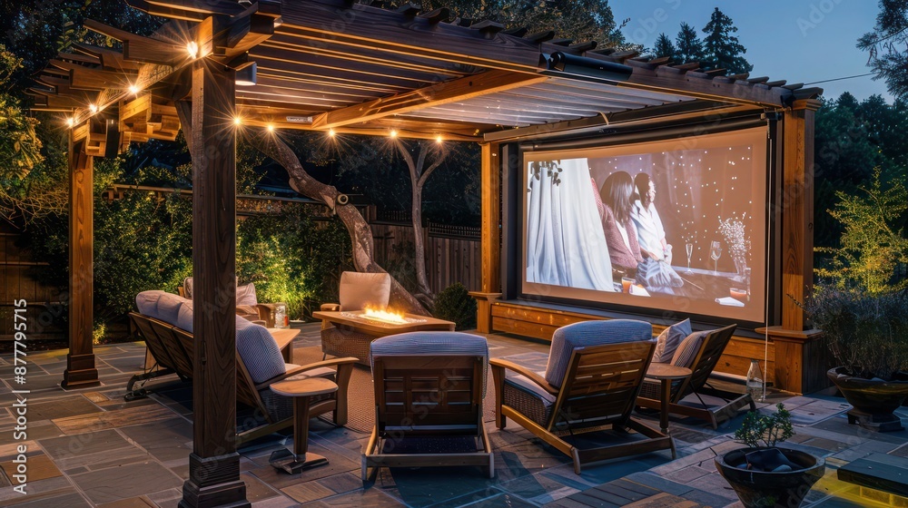wooden Craftsman-style outdoor projector screen frame, designed for ...