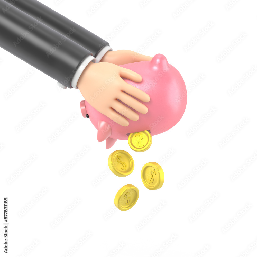 Transparent Backgrounds Mock-up. Human in hands shaking piggy bank ...