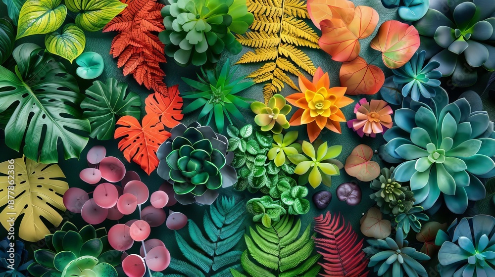 many Monocot plants flat design top view plant classification theme ...