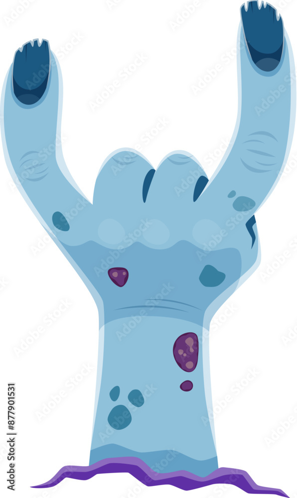 Halloween font letter Y as scary zombie hand in grave, vector cartoon ...