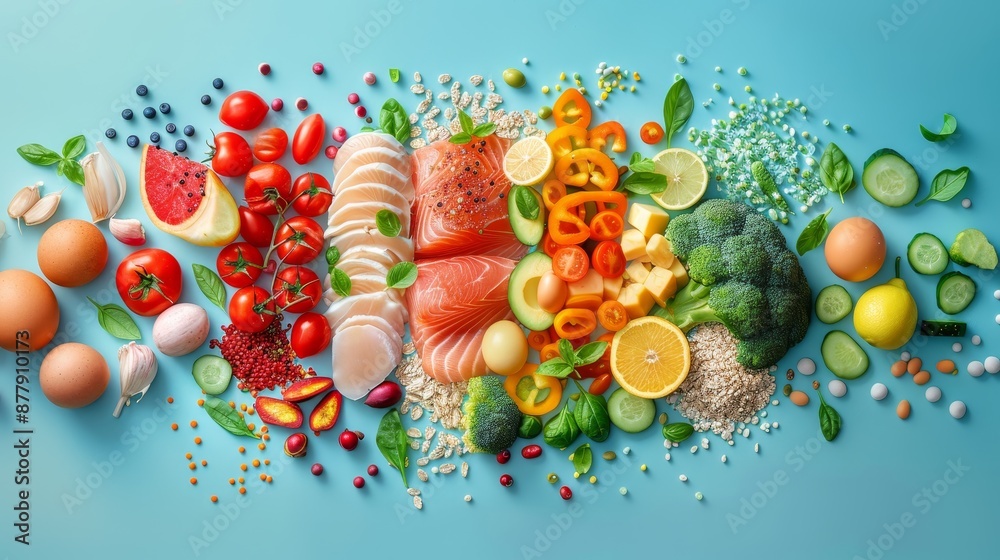 Set of Main food groups ,macronutrients, Carbohydrates, fats, proteins ...