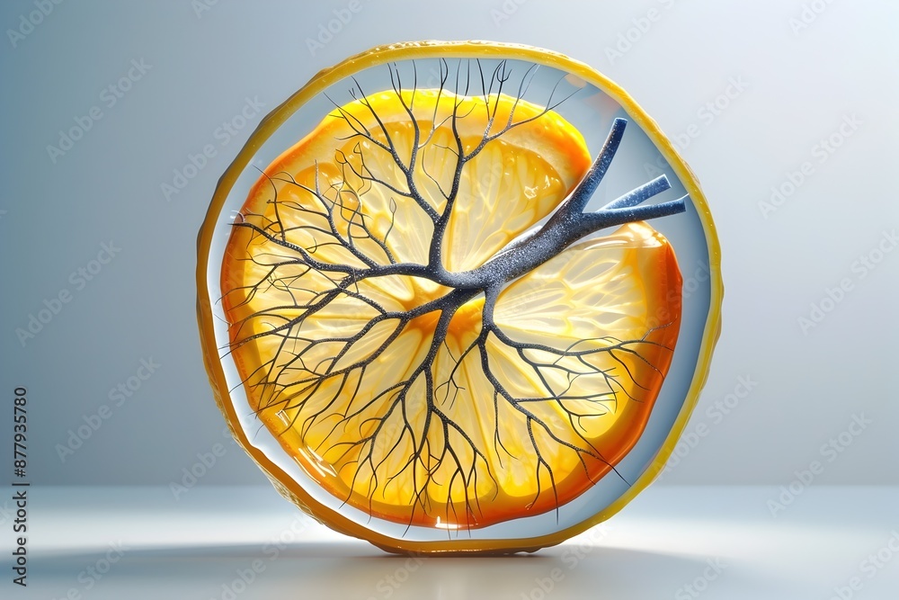 Lemon Cross-Section Revealing Renal Medulla Anatomy Stock Illustration ...
