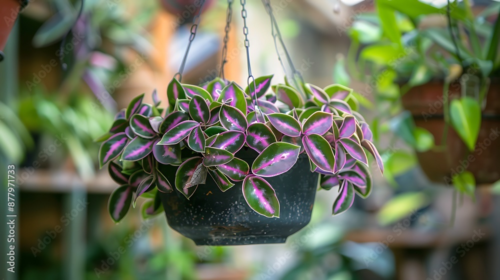 Tradescantia Zebrina Also Known As Wandering Jew Plant In A Hanging