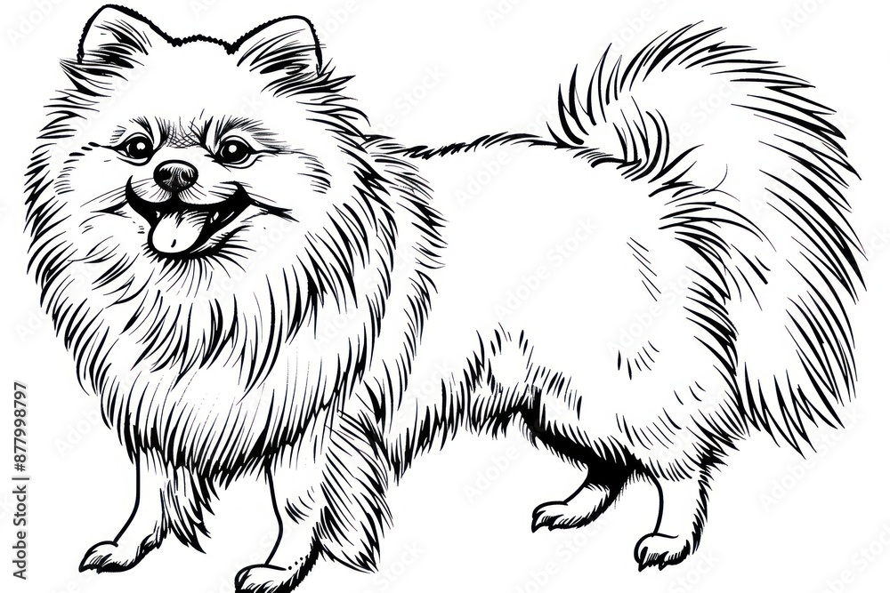 Pomeranian Dog Coloring Sheet Stock Illustration | Adobe Stock