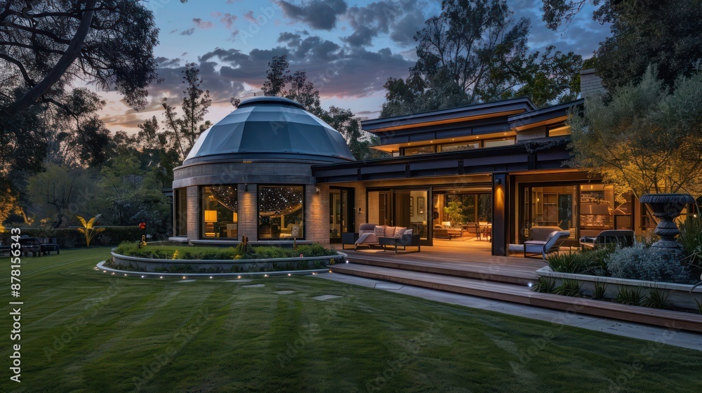 Ranch-style home with a backyard observatory dome for stargazing ...