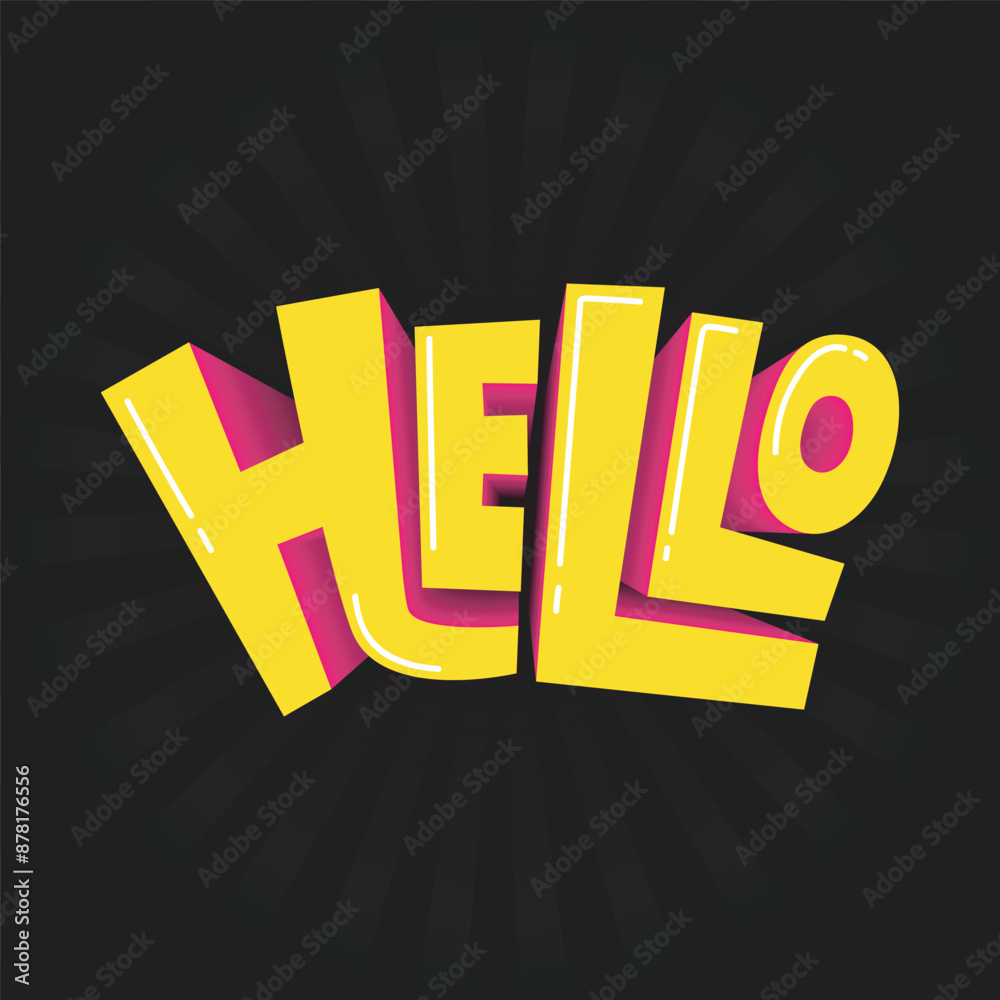 Hello 3d comic font vector illustration. Fun lettering logo for welcome ...