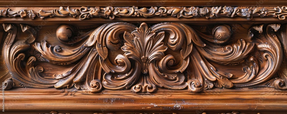 Baroque wooden frame with elaborate swirls and rich textures ...