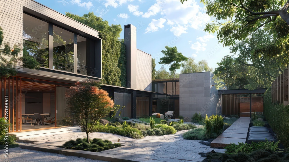 contemporary suburban farmhouse with a bold, architectural facade ...