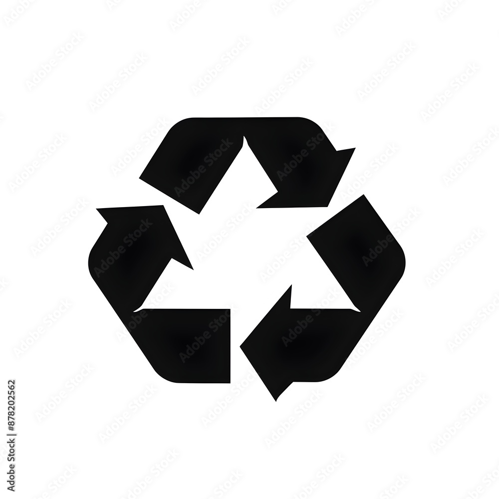 An icon of the recycling symbol in black on a transparent background ...