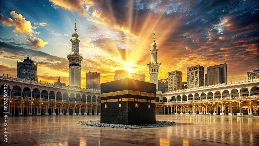 Golden sunlight shining on the Kaaba in Mecca , Kaaba, Islam, Muslim ...