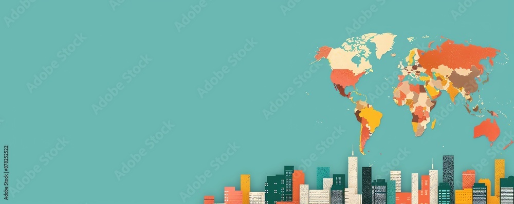 Sustainable development goals, world map, flat design illustration ...
