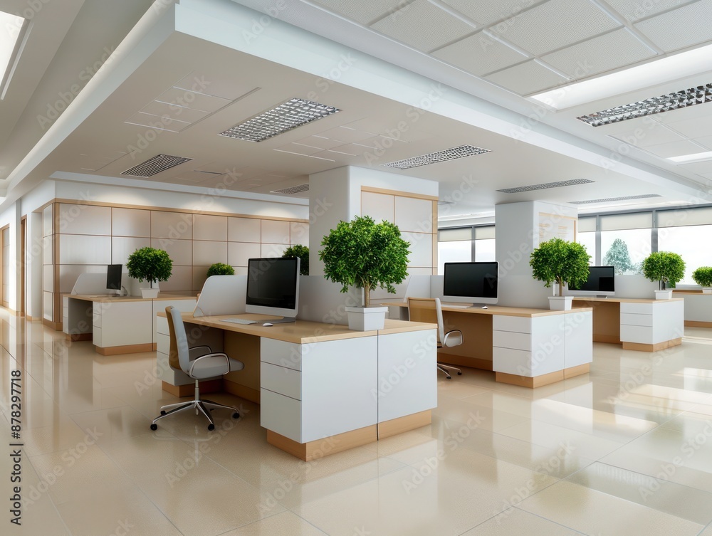 Modern Office Interior Design Blueprint Layout Plan with Workstation ...