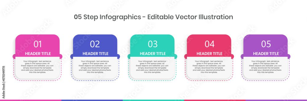5 Step Infographics Design Template - Graph, Pie chart, workflow layout ...