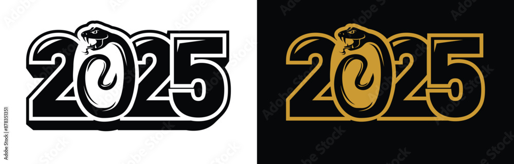 2025 Snake logo design. Chinese New Year 2025. Attacking snake from the ...