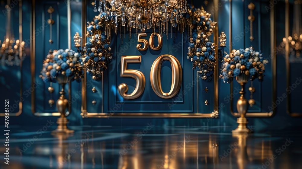 50th anniversary themed display, a large number "50", an elegant design ...
