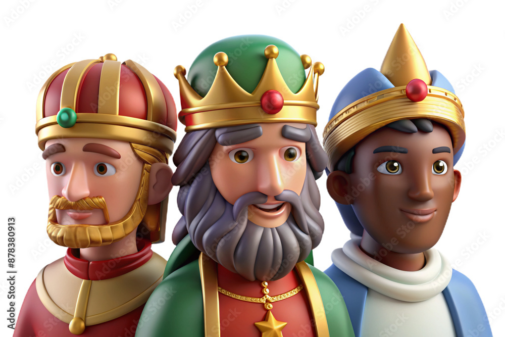 Vibrant 3D cartoon depicting The Three Wise Men on Epiphany, featuring ...