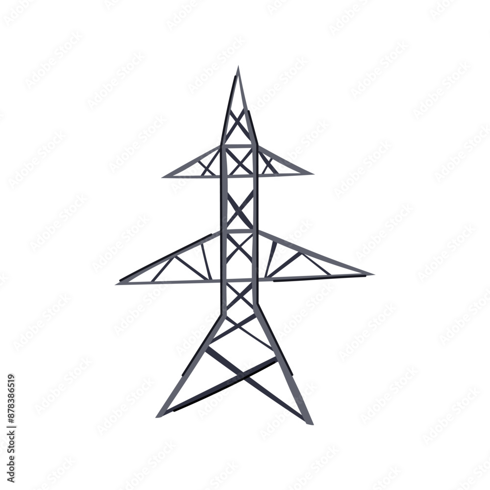 tower electric pylon cartoon. power high, voltage pole, industry line ...